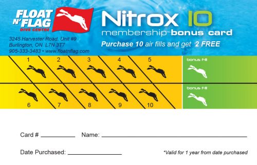 10 Pack Nitrox Fill Card - Float N' Flag Dive Centre
